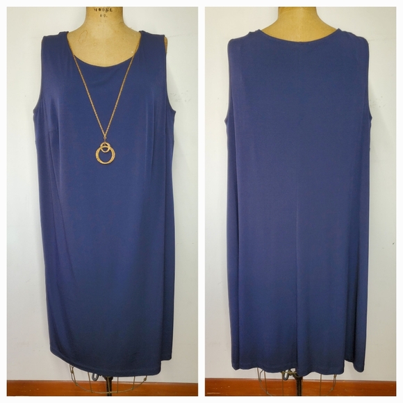dressbarn | Dresses | Dressbarn 22x New Dress Navy Blue Tank Midi ...